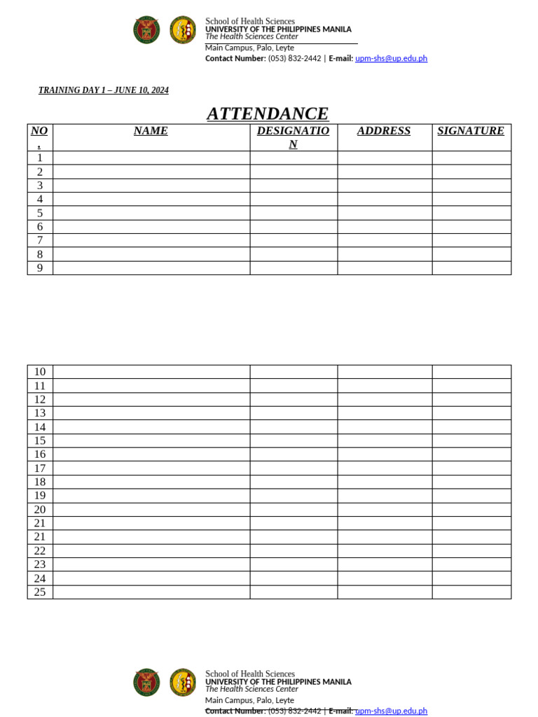 Training Attendance Sheet | PDF
