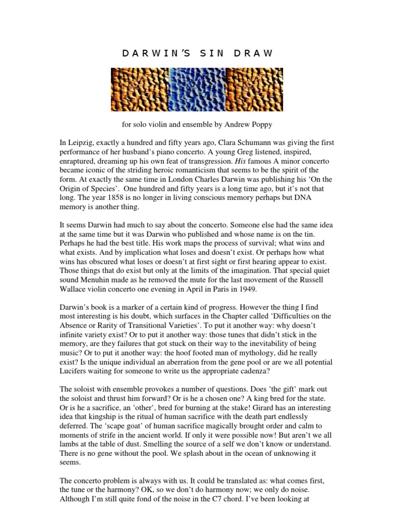DARWIN'S SIN DRAW by Andrew Poppy | PDF | Concerto | Classical Music