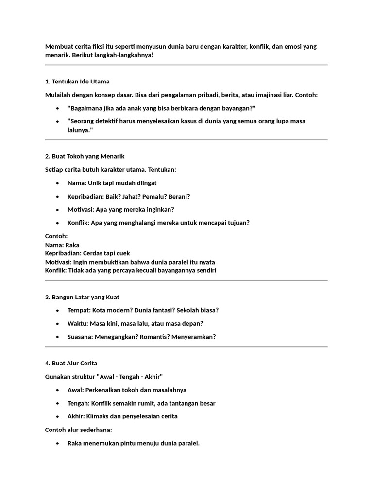 Panduan Membuat Cerita Fiksi Menarik | PDF