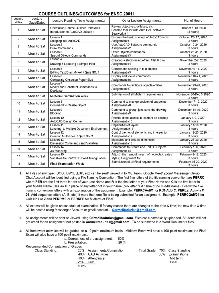 CAD COURSE OUTLINES | PDF | Auto Cad | Computing
