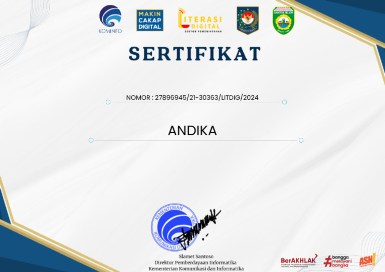 Sertifikat Literasi Digital | PDF