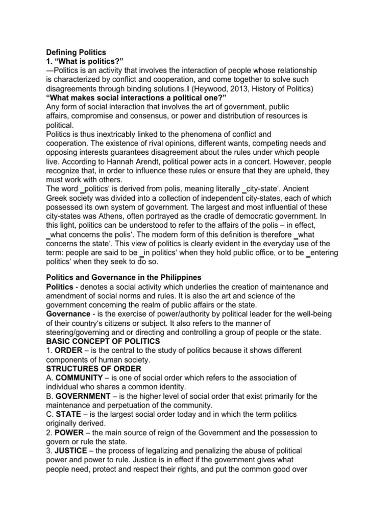 Defining Politics | PDF | Governance | Liberalism