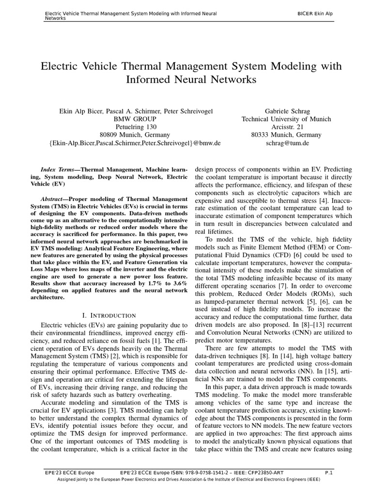 Electric Vehicle Thermal Management System Modeling With Informed ...