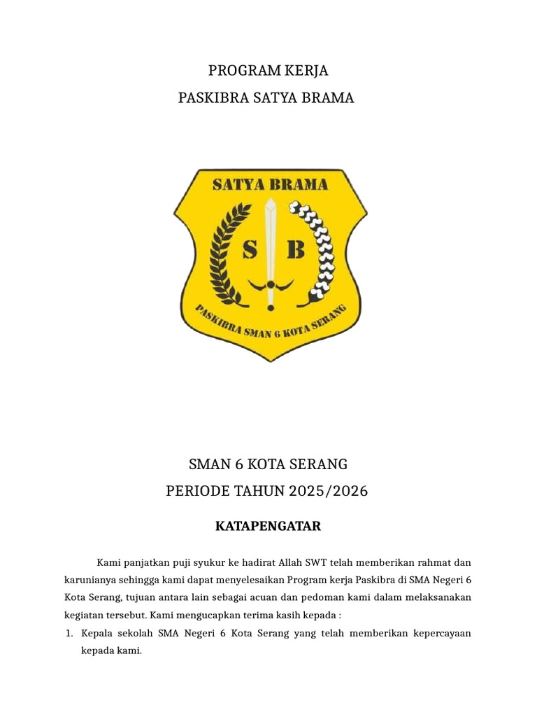 Proker Paskibra Satya Brama 2025-2026 | PDF