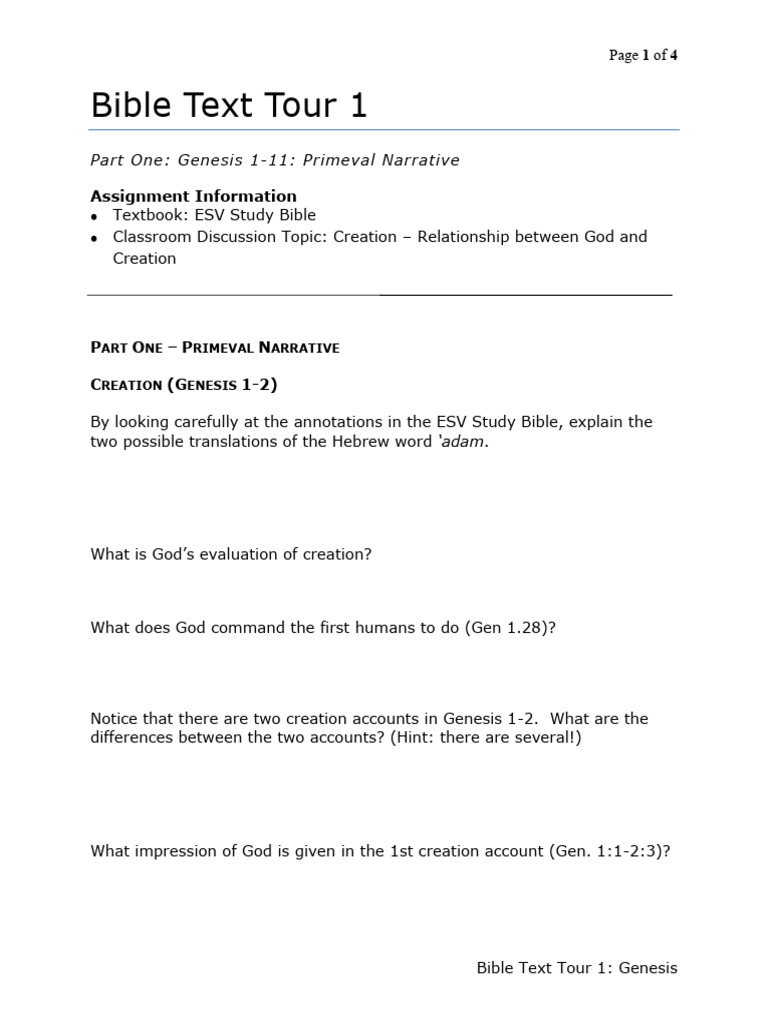 BTT 1 Genesis - Primeval Narrative | PDF | Book Of Genesis | Genesis Creation Narrative