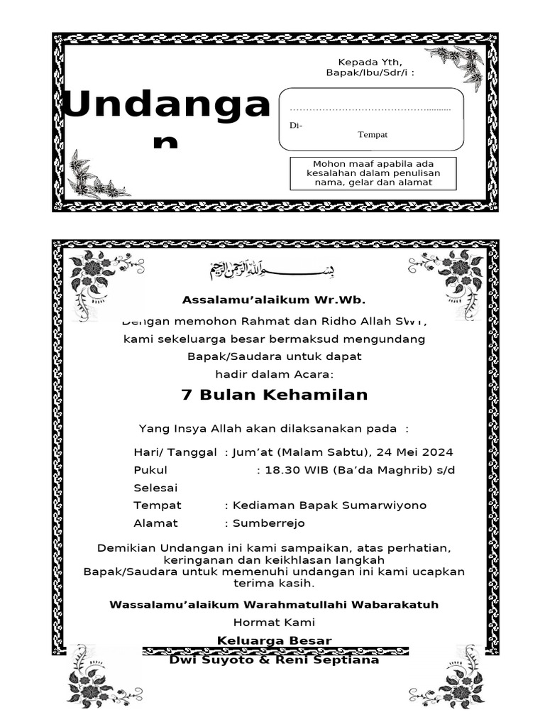 Undangan - 7 Bulanan | PDF