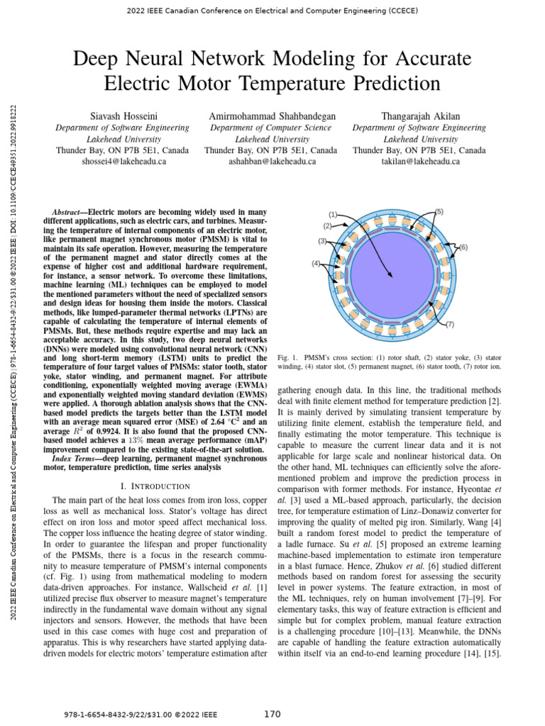 Deep Neural Network Modeling For Accurate Electric Motor Temperature Prediction | PDF | Deep ...
