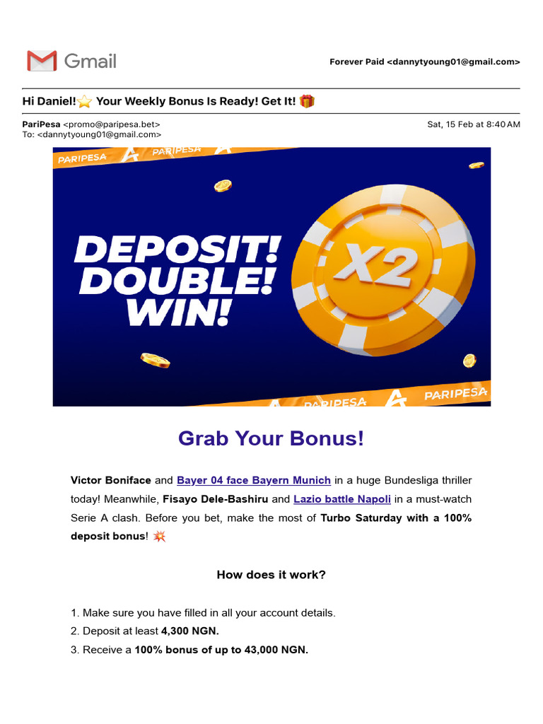 Hi Daniel!⭐ Your Weekly Bonus Is Ready! Get It! ? | PDF