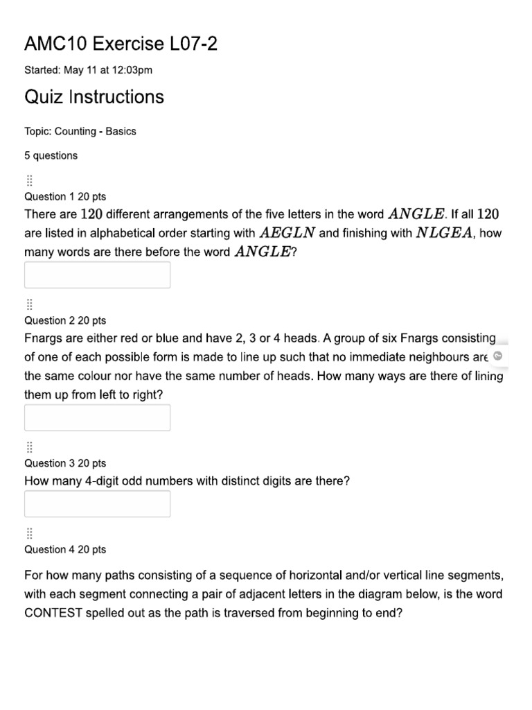 Quiz_ AMC10 Exercise L07-2 | PDF