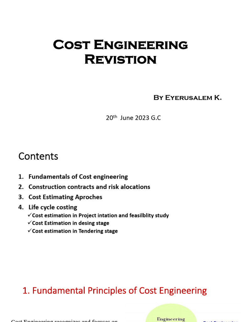 Cost Engineering Revision | PDF | Subcontractor | Business