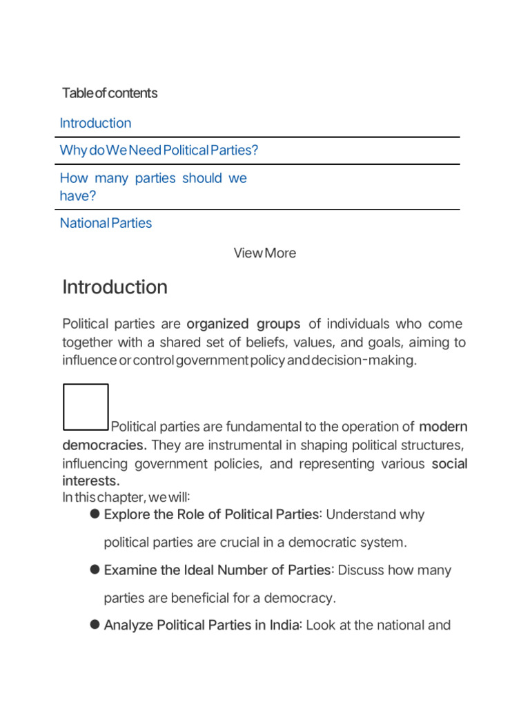 Understanding Political Parties' Roles | PDF | Political Parties ...