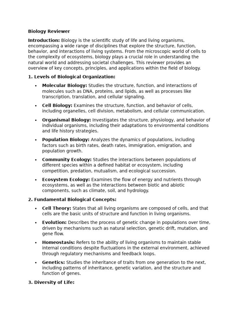 Biology Reviewer | PDF | Biology | Ecology