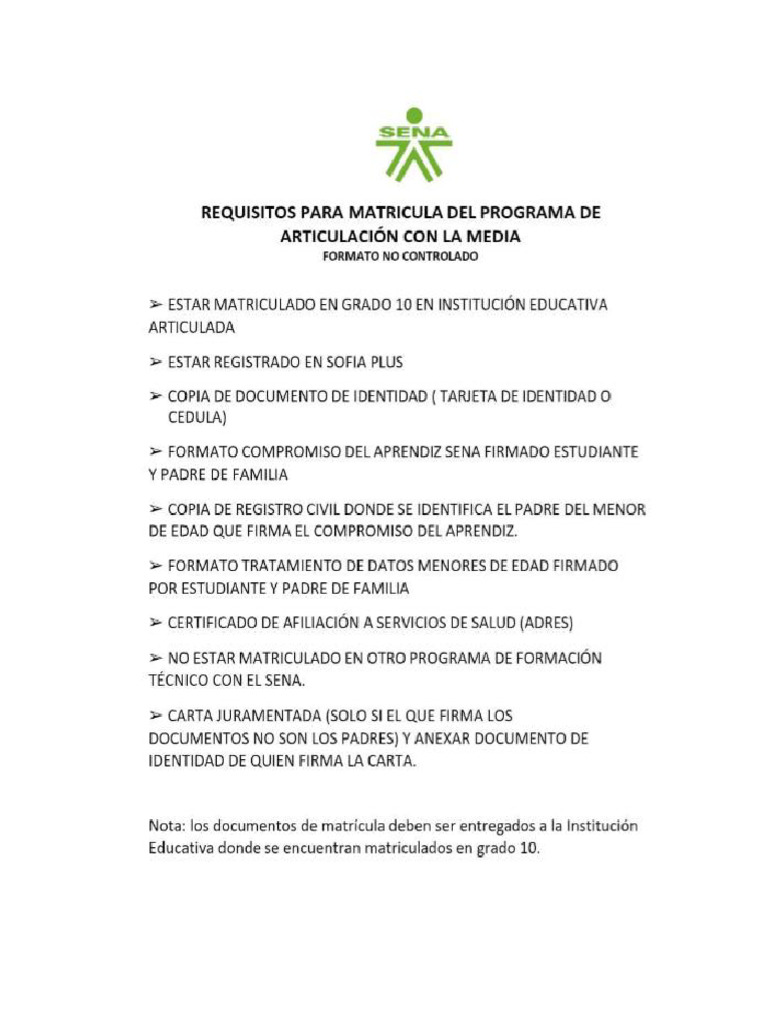 Requisitos Dctos Matricula 2025 | PDF