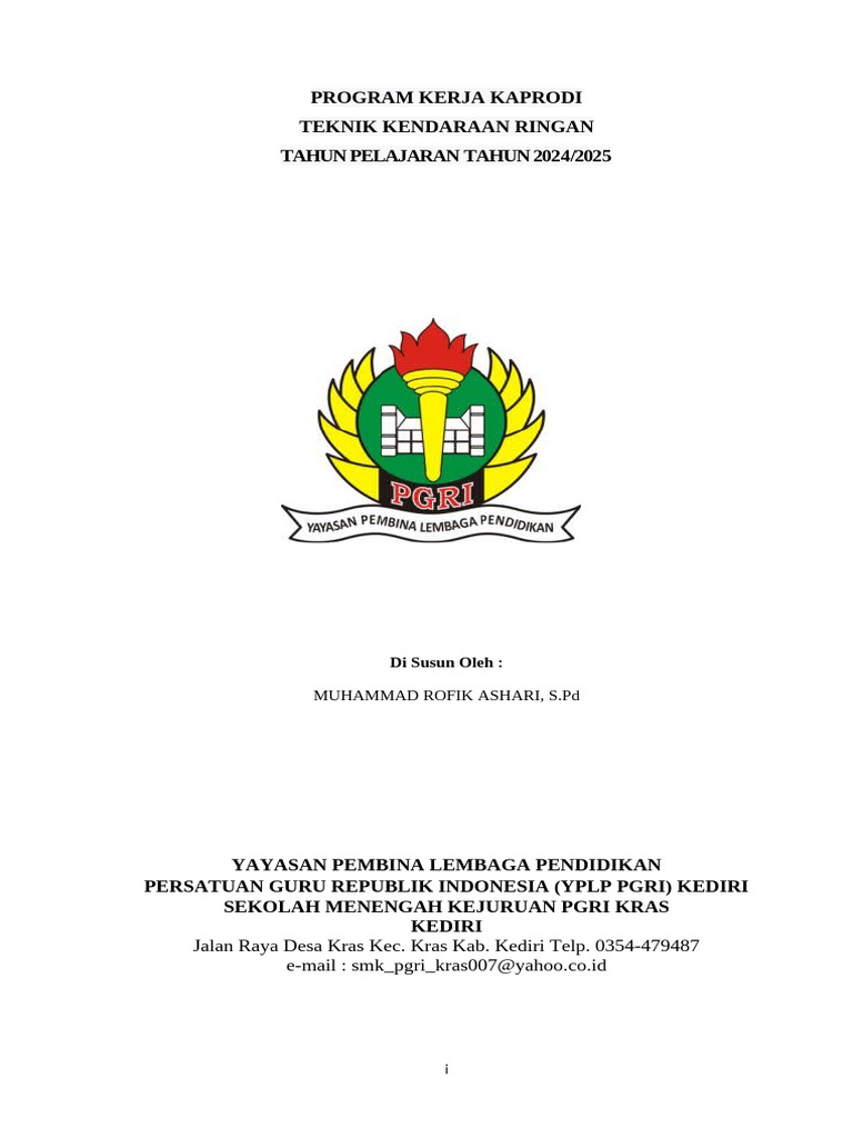 Program Kerja TKRO SMKS PGRI 2024/2025 | PDF
