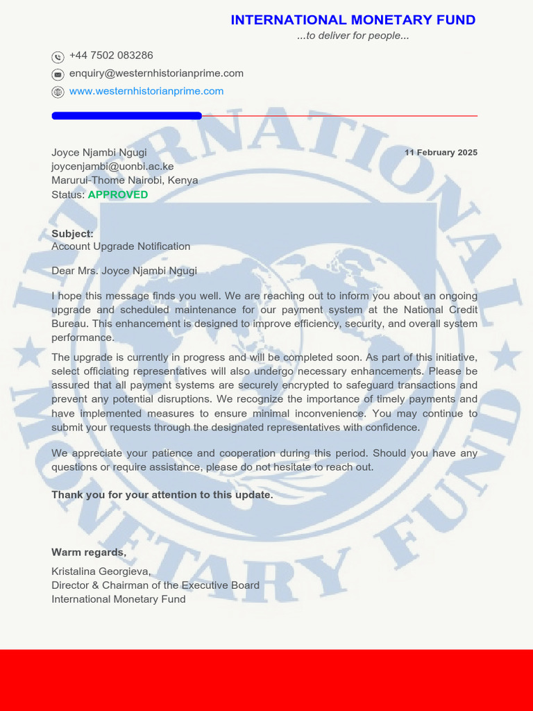 IMF Payment System Upgrade Notice | PDF