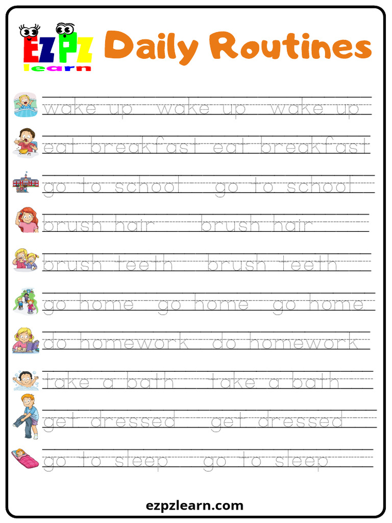 Daily Routines Tracing Letter 2 | PDF