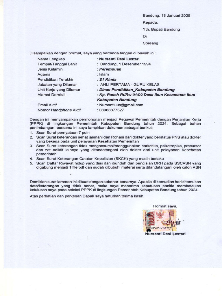 Lamaran Usann Compressed | PDF