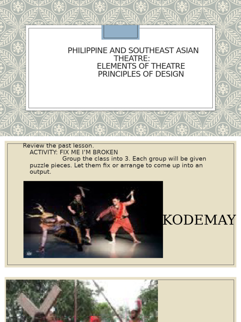Philippine Theatre Elements & Design Principles | PDF