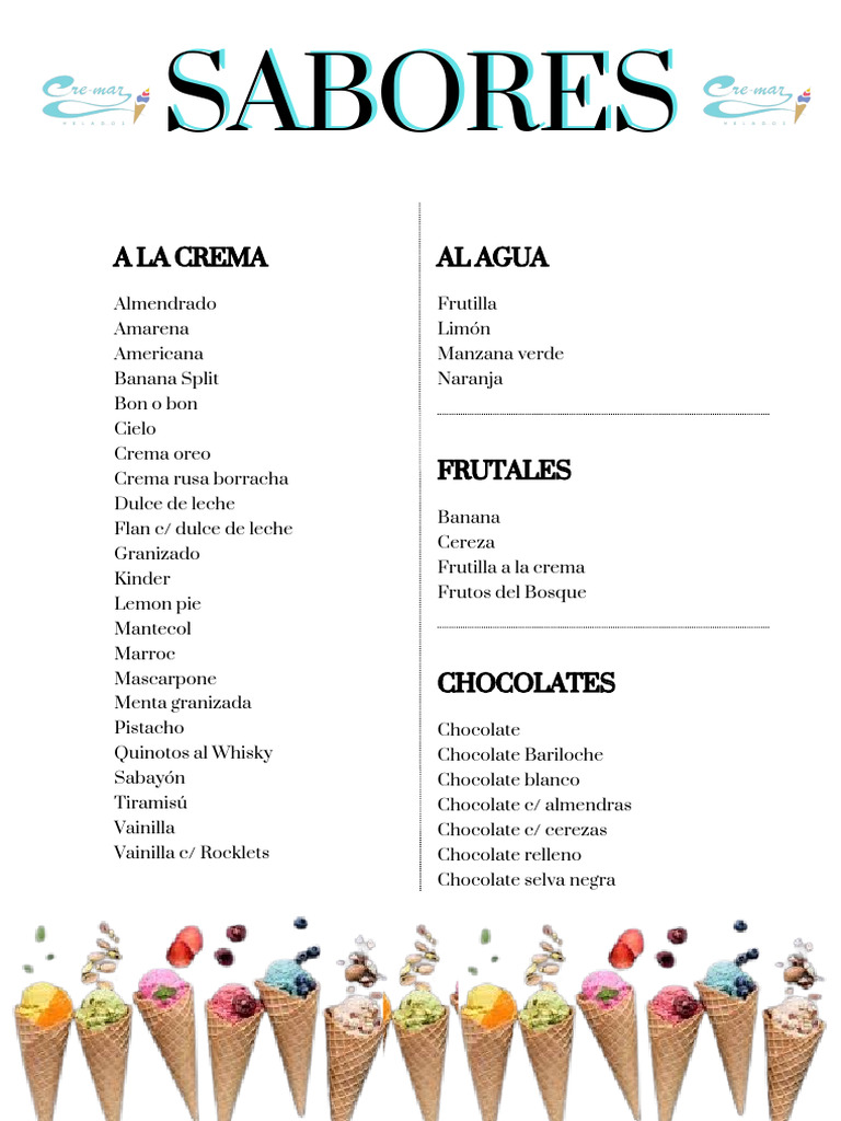 Lista de Sabores de Helados Variados | PDF