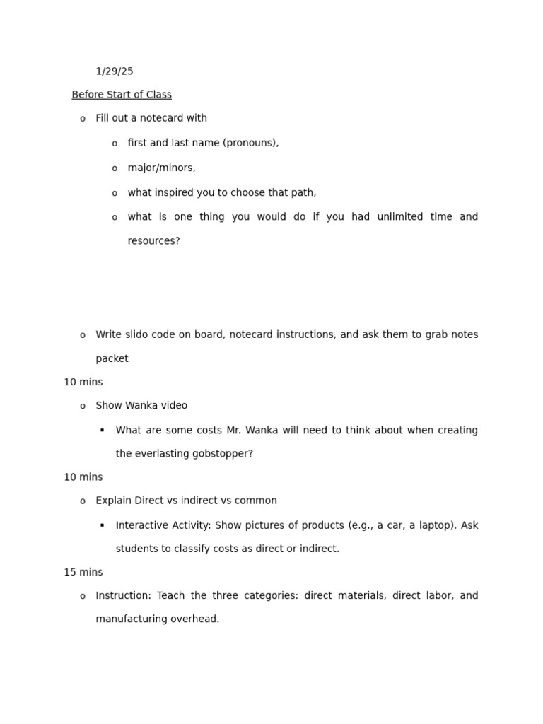 Chapter 1 Day 1 Lesson Plan | PDF
