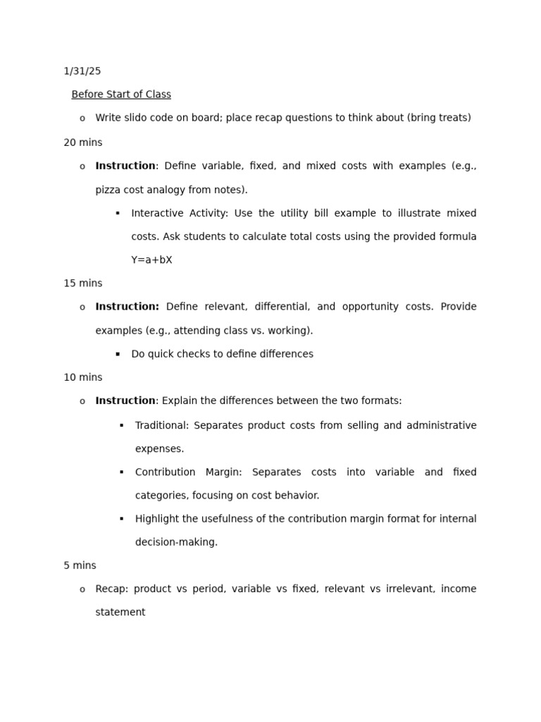 Chapter 1 Day 2 Lesson Plan | PDF