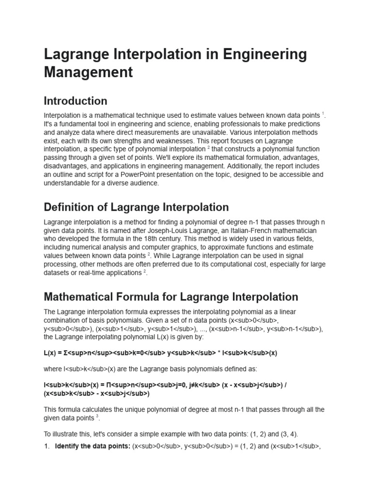 Lagrange Interpolation Explained_ | PDF | Interpolation | Algorithms Lagrange Interpolation Explained_ | PDF | Interpolation | Algorithms