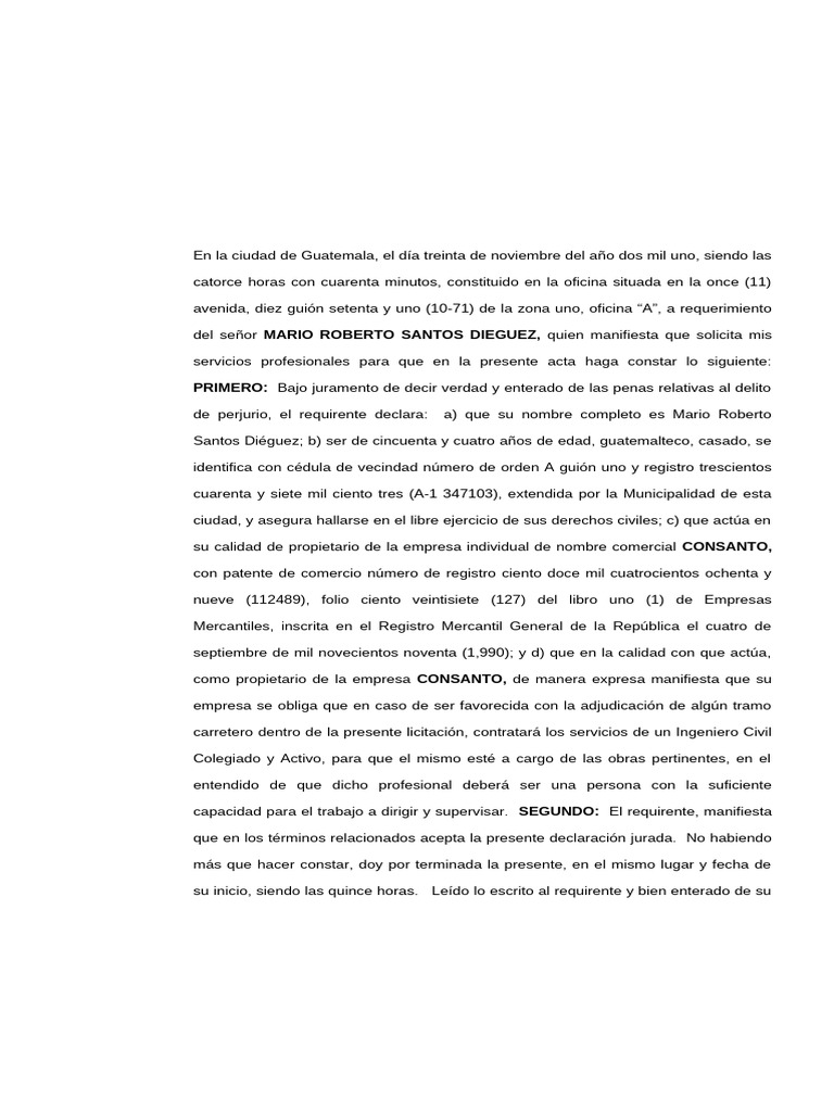 Acta de Ingeniero Civil | PDF