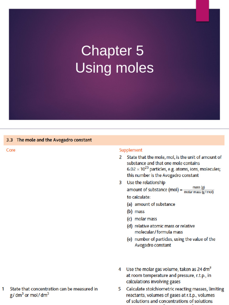 Chapter 5 Using Moles | PDF | Mole (Unit) | Molecules