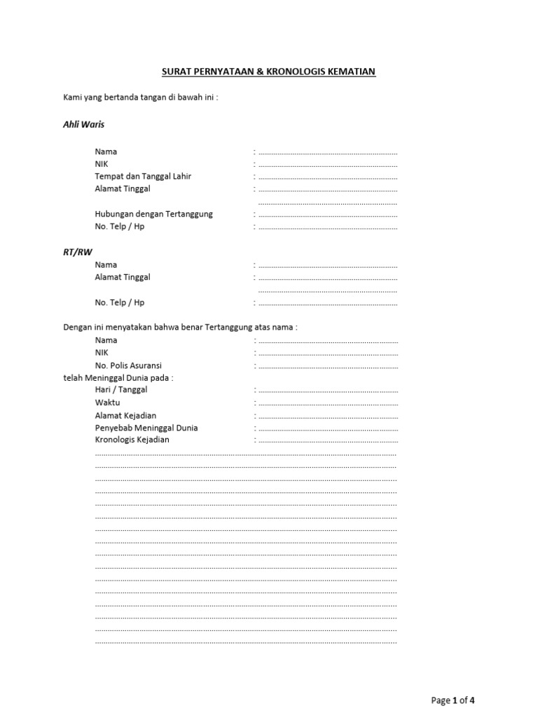 Form Kronologis Kematian BDS | PDF