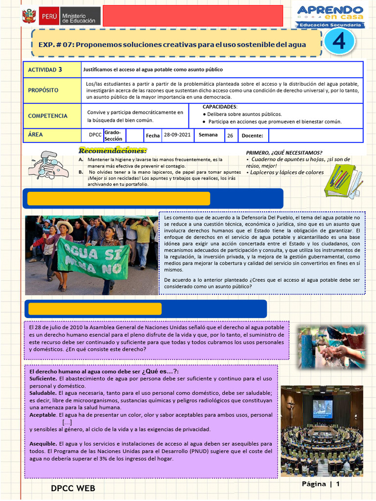 4 Dpcc-Web. Exp-7 Actv. 10 | PDF | Agua | Saneamiento