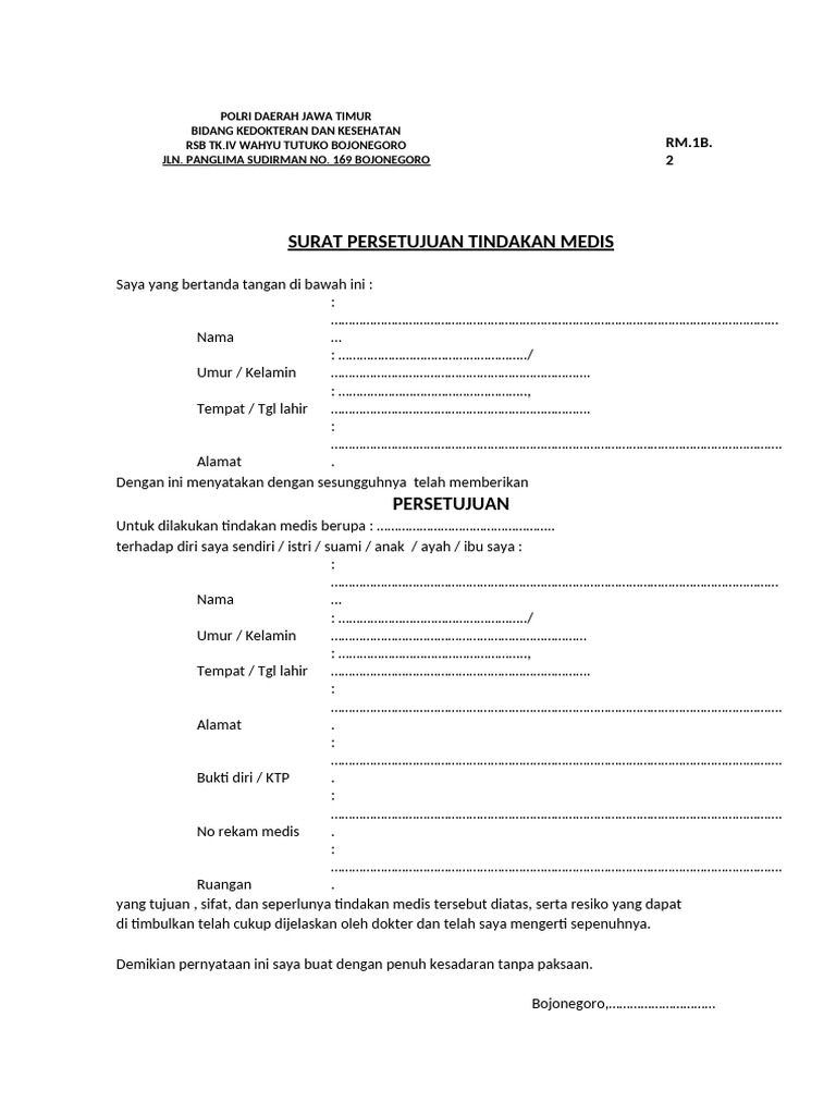 Form Persetujuan Tindakan Medis | PDF
