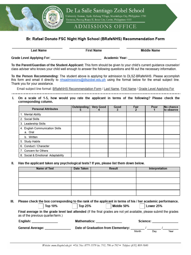 BRafeNHS Recommendation Form | PDF