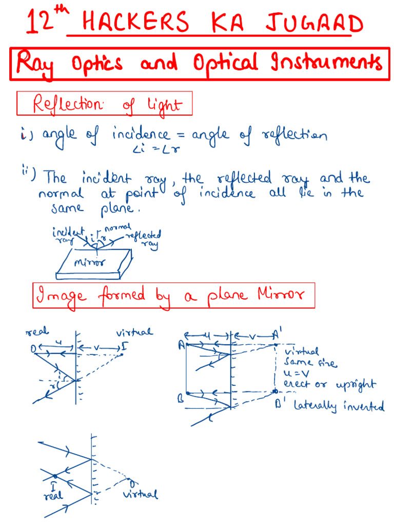 Ray Optics and Optical Instruments | PDF | Mirror | Electrodynamics