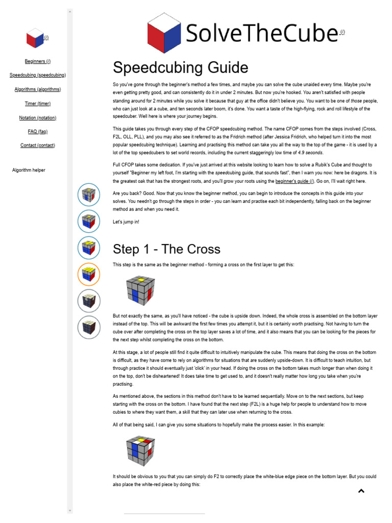 Mastering CFOP for Speedcubing | PDF | Logic Puzzles | Recreational ...