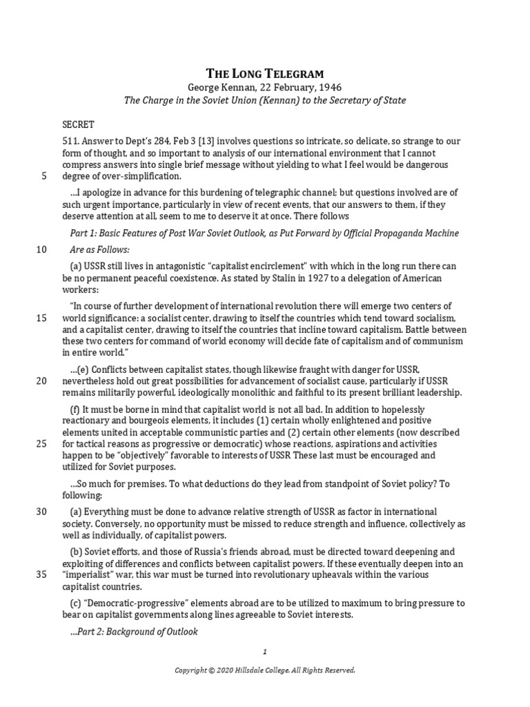 The Long Telegram Kennan | PDF | Soviet Union | World Politics