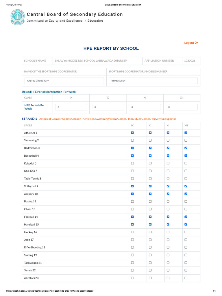 CBSE - Health and Physical Education | PDF