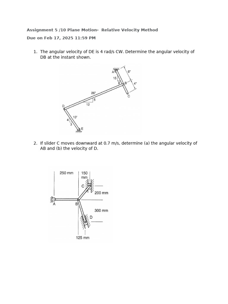 Assignment 5 Plane Motion RVM | PDF