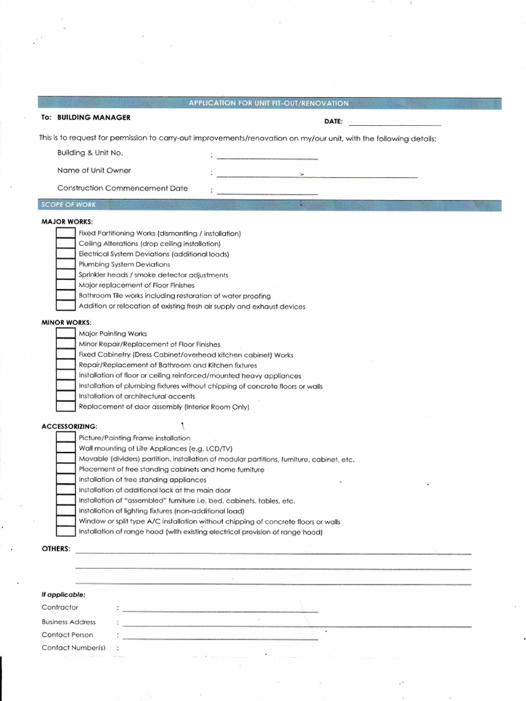 Unit Renovation Request Form | PDF