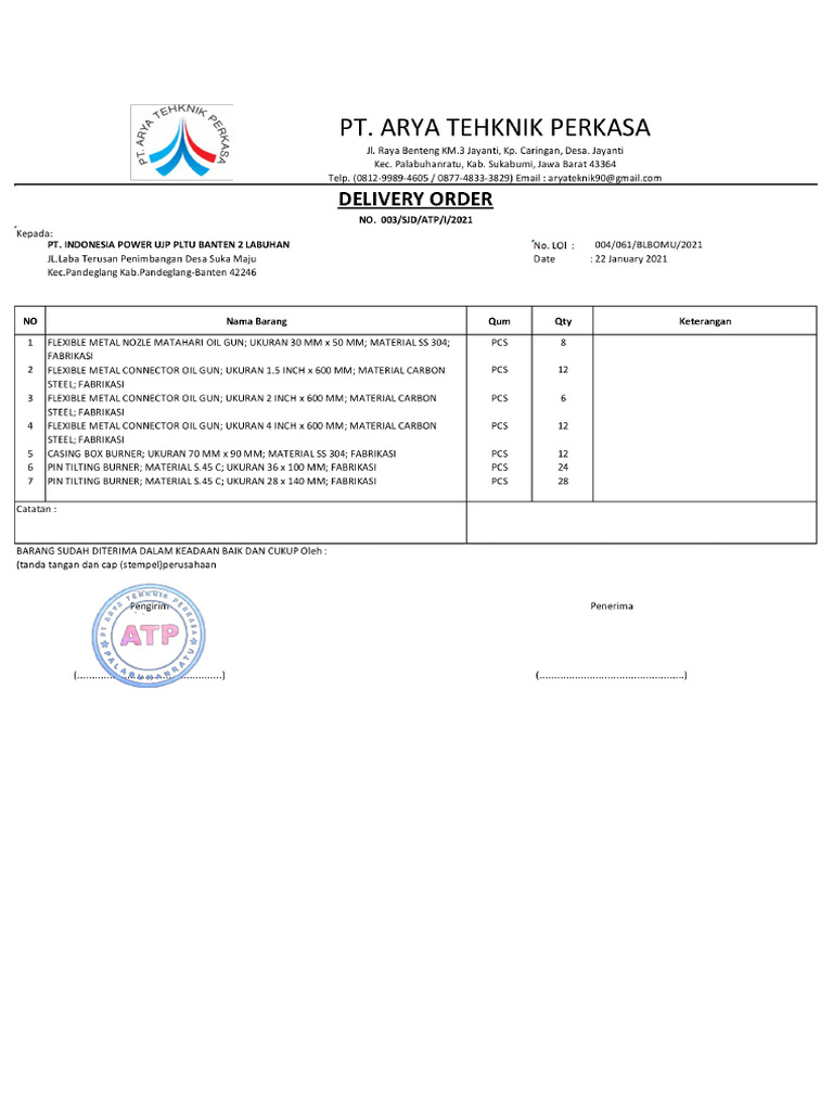 Delivery Order | PDF