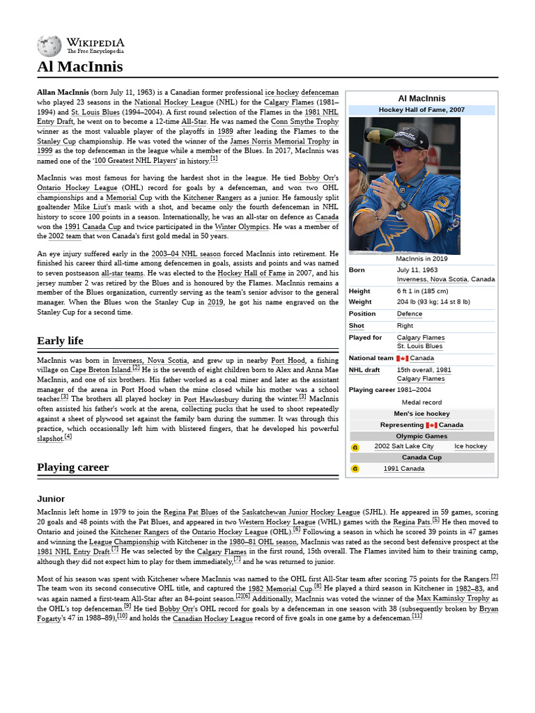 Al_MacInnis | PDF | Ice Hockey | National Hockey League