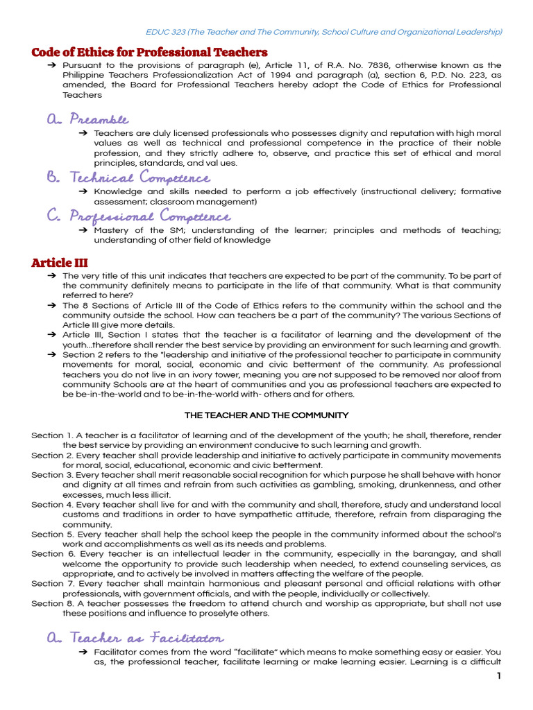 Midterms EDUC 323 Quiz 1 Reviewer | PDF | Teachers | Learning