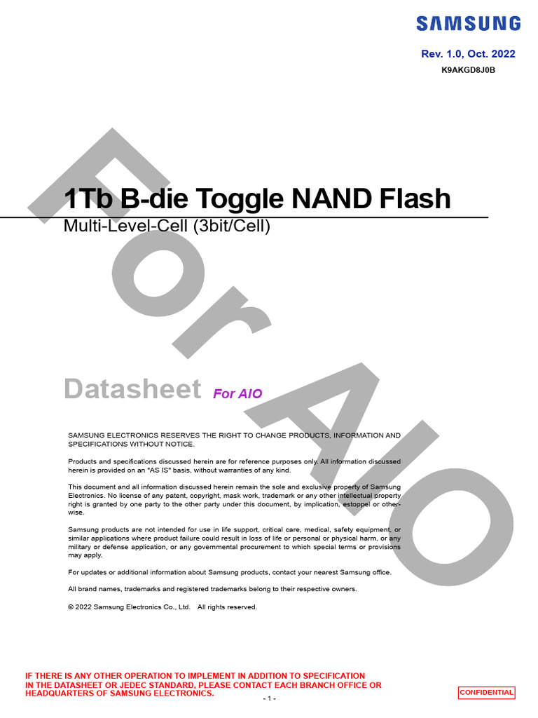 Samsung 1Tb B-die NAND Flash Datasheet | PDF | Flash Memory