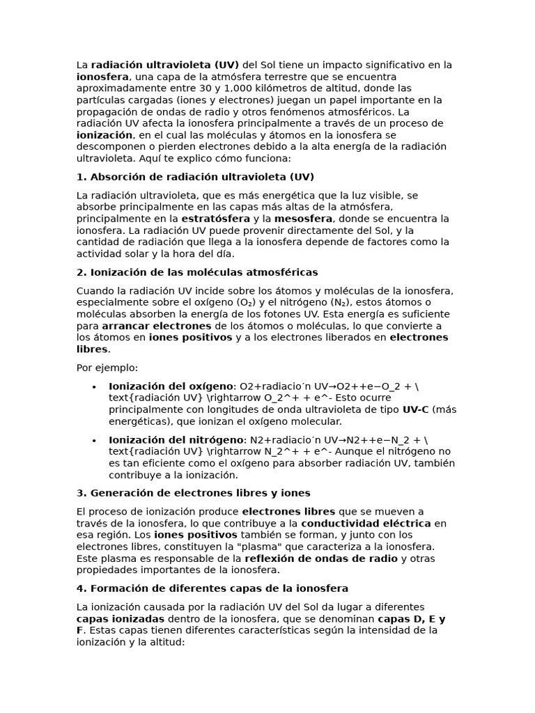 La Radiación Ultravioleta | PDF | Ionosfera | Radiación