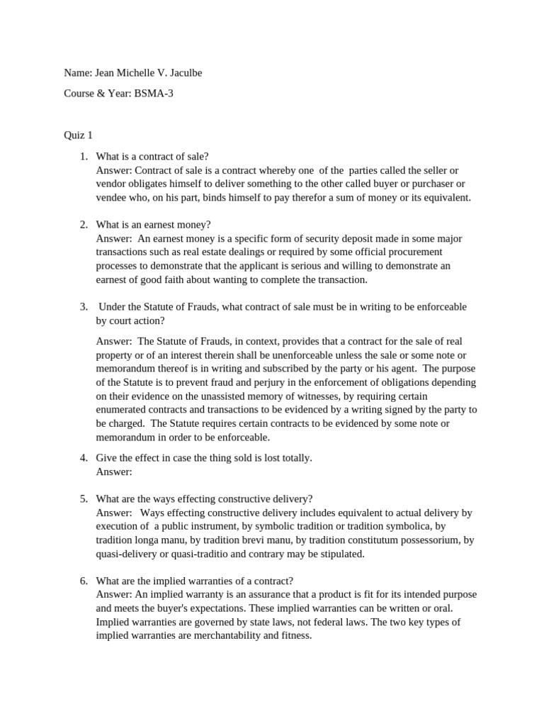 Assignment LAW | PDF | Implied Warranty | Private Law