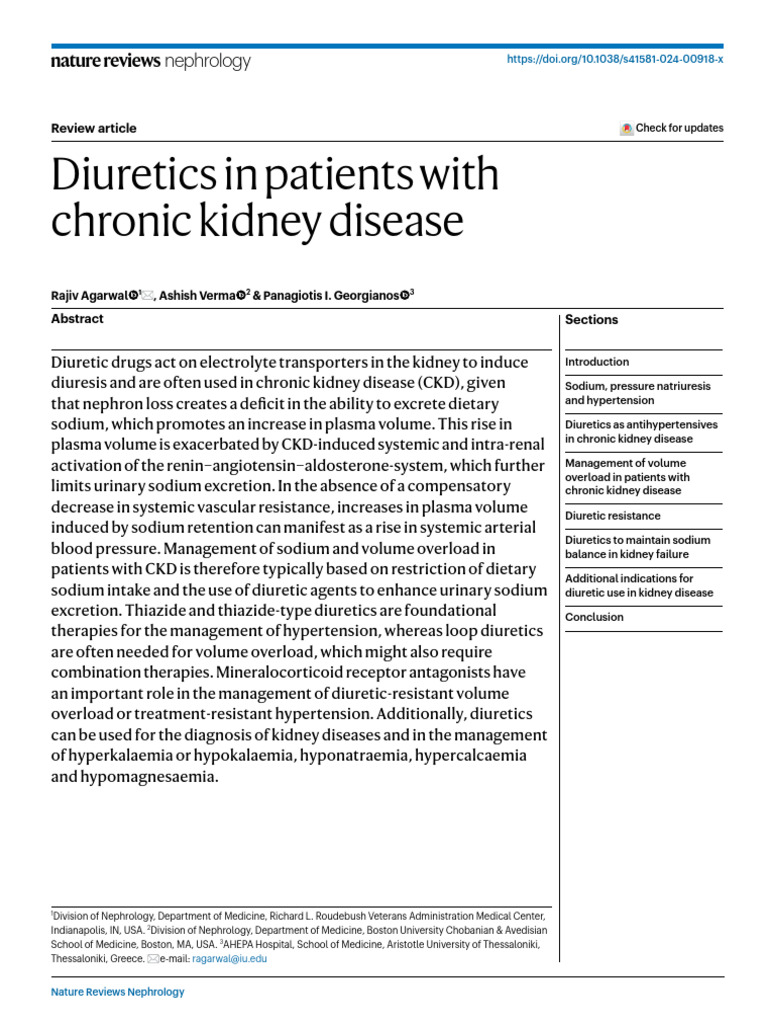 Diuretics in patients with chronic kidney disease | PDF | Chronic ...