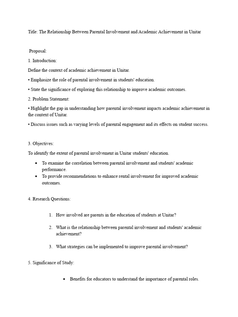 Parental Involvement and Academic Success at Unitar | PDF