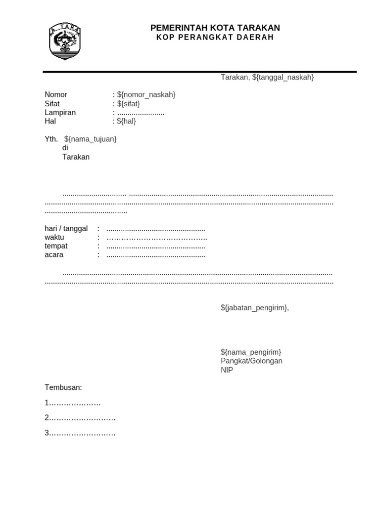 Template Surat Undangan Resmi | PDF