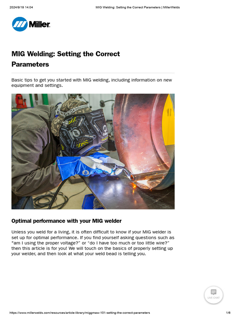 MIG Welding Setup: Key Parameter Tips | PDF | Welding | Construction