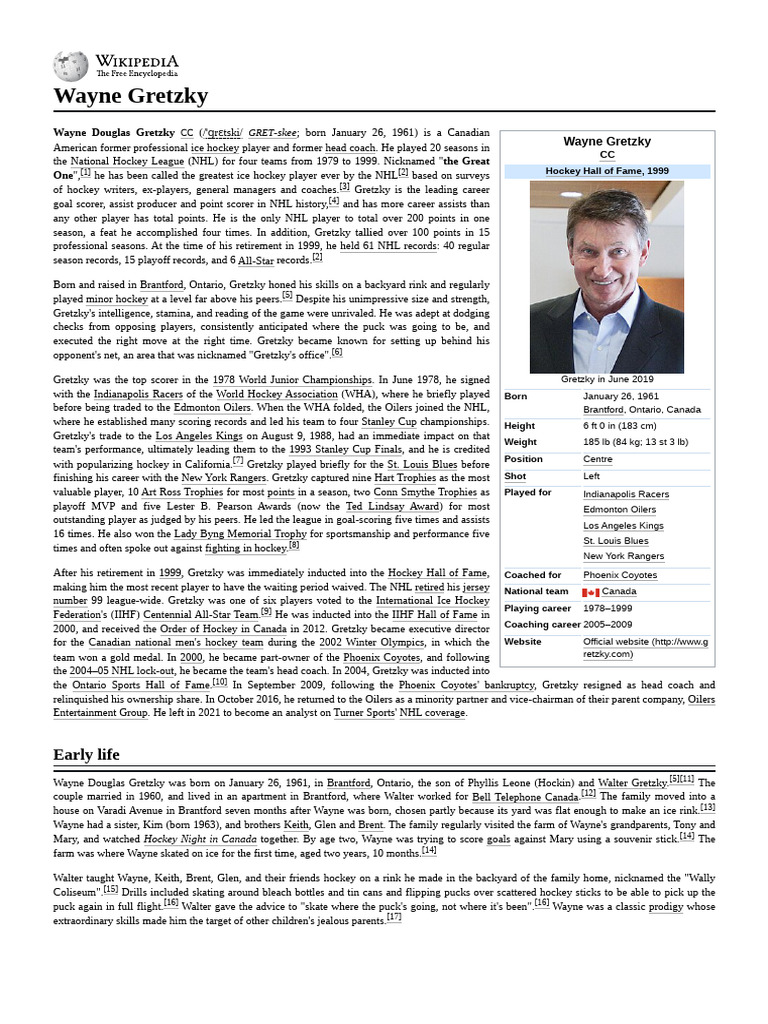 Wayne Gretzky | PDF | Wayne Gretzky | National Hockey League