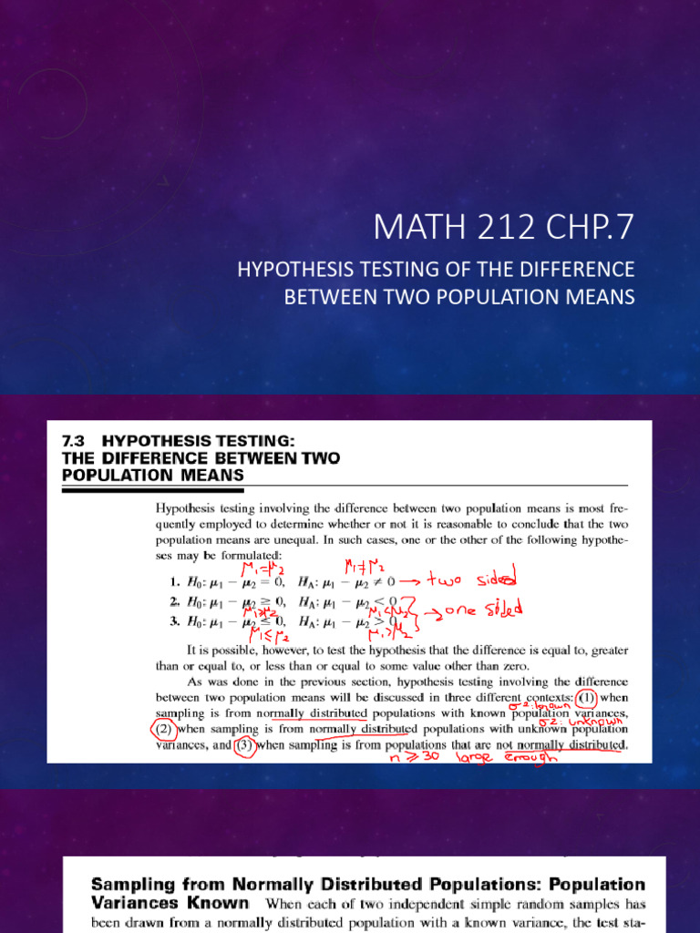 Hypothesis Testing of The Difference of Two Pop Means | PDF